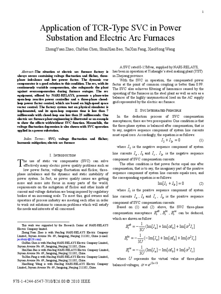 SVC in Power Substation and Electric ARc Furnaces | PDF | Electrical ...