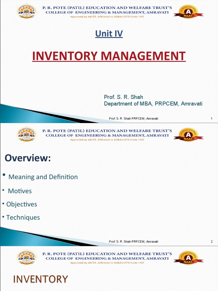 Introduction To INVENTORY MANAGEMENT | PDF