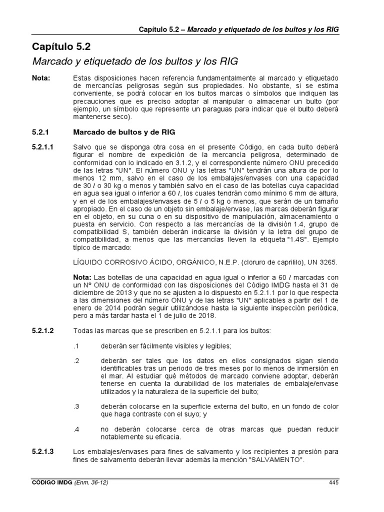 Imdg 5 2 Marcado y Etiquetado de Los Boltos y de Los RIG | PDF ... Imdg 5 2 Marcado y Etiquetado de Los Boltos y de Los RIG | PDF ...