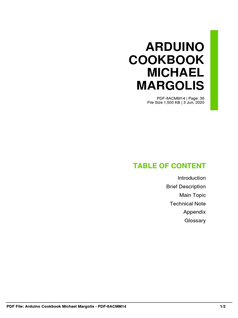 Arduino Cookbook Michael Margolis: Table of Content | PDF