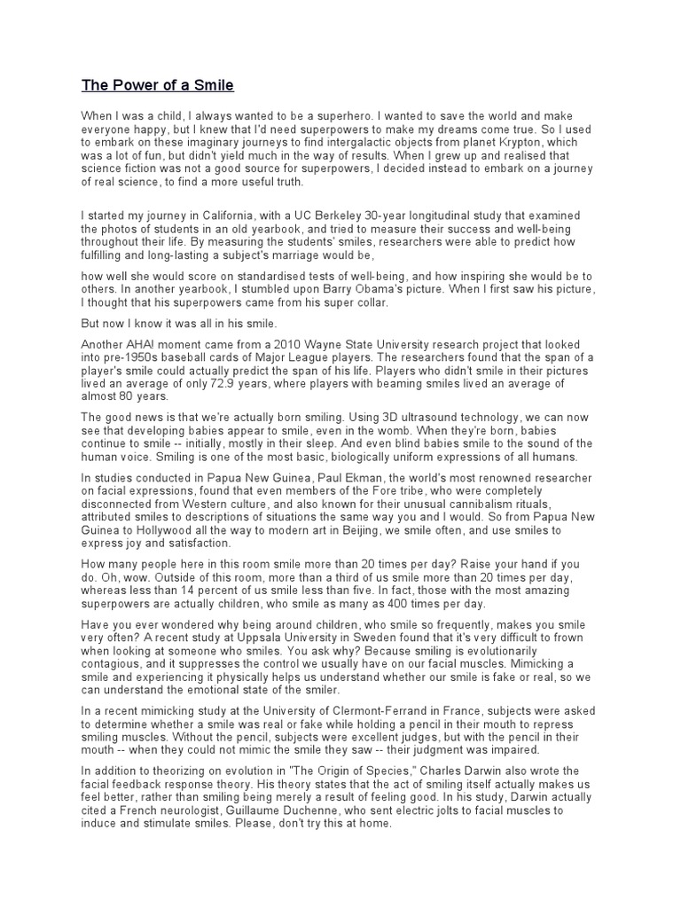 The Power of A Smile | PDF | Smile | Neuroscience