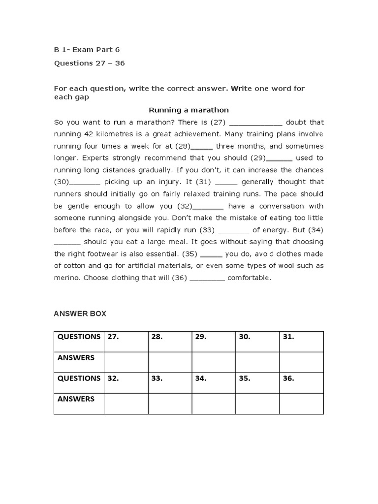 B 1-Exam Part 6 Questions 27 - 36: Questions 27. 28. 29. 30. 31 ...