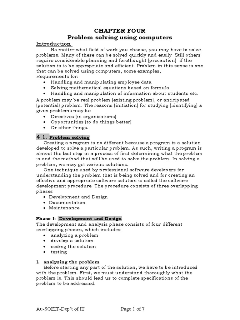 Chapter Four Problem Solving Using Computers | PDF | Programming ...