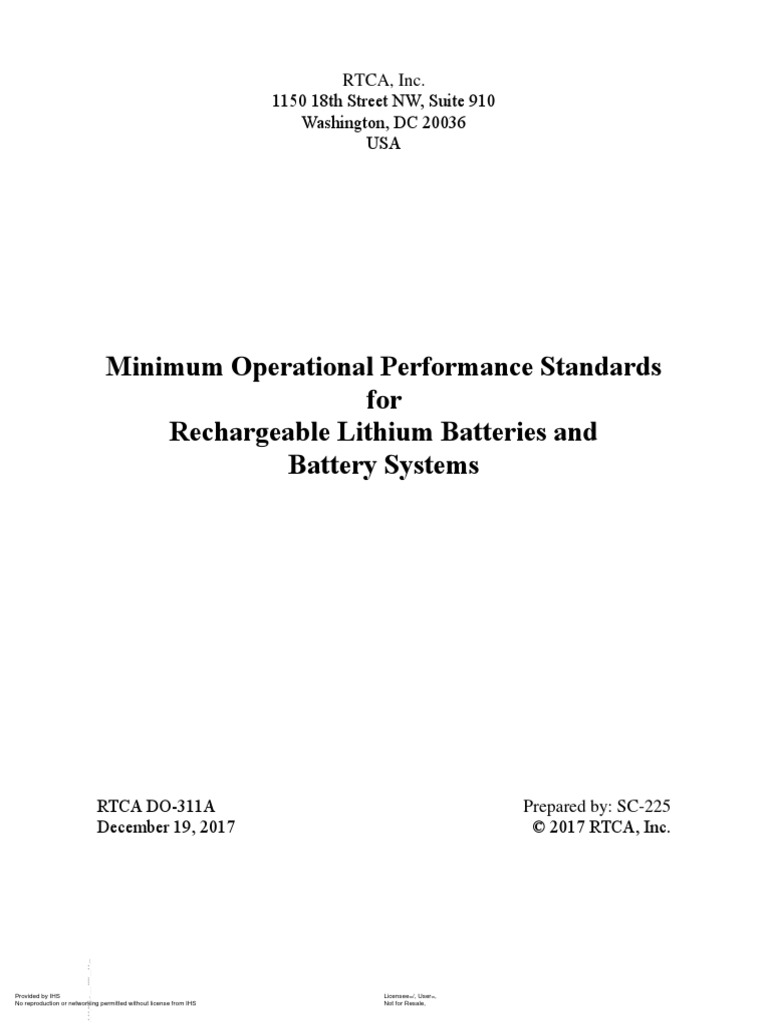 Minimum Operational Performance Standards For Rechargeable Lithium ...