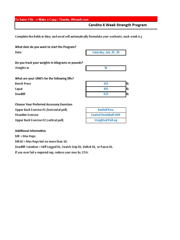 Candito 6 Week Program | PDF | Weight Training | Physical Exercise