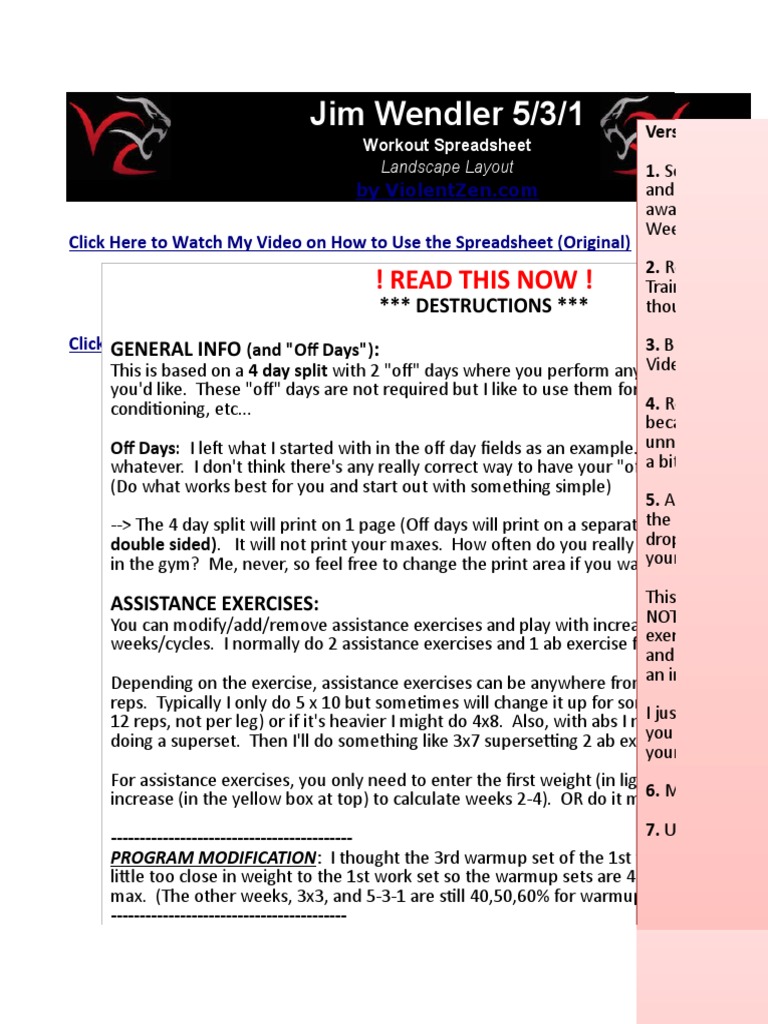 Jim Wendler 5/3/1: ! Read This Now ! | PDF | Physical Exercise ...