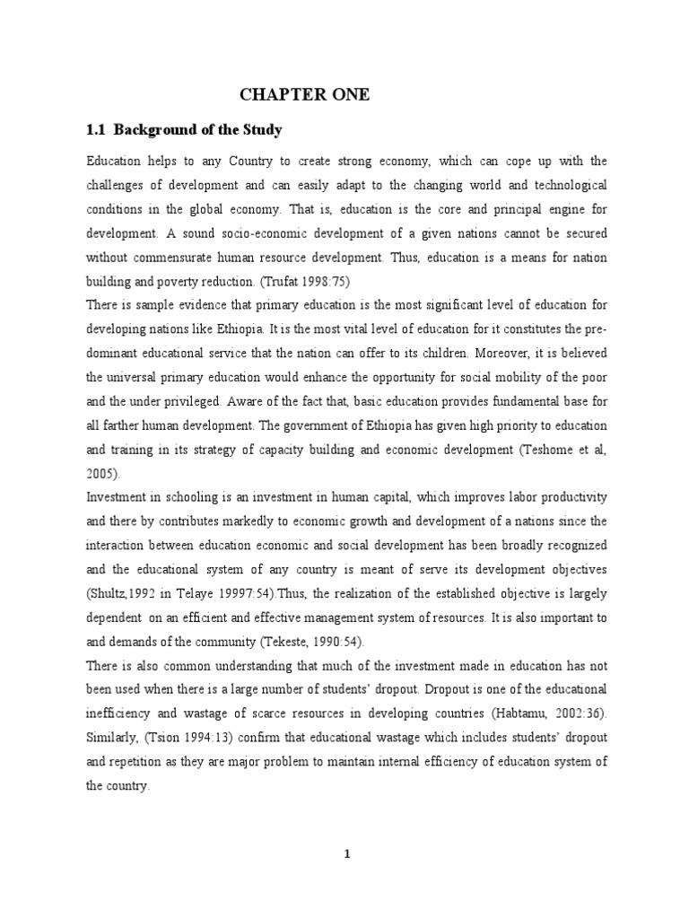 Chapter One: 1.1 Background of The Study | PDF | Survey Methodology ...