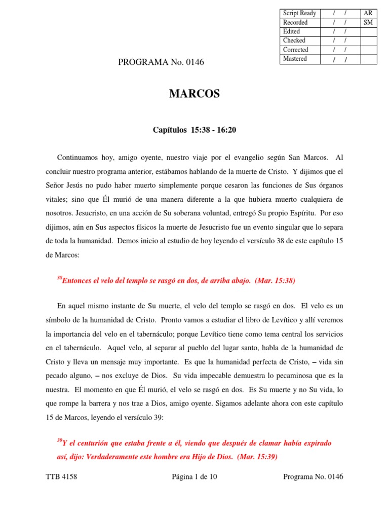 Reflexiones sobre Marcos 15-16 | PDF | Contenido del Nuevo Testamento ...