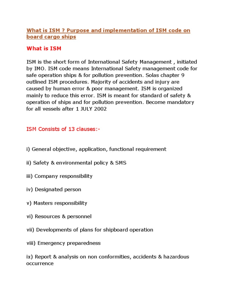 S - What Is ISM | PDF | Safety | Ships