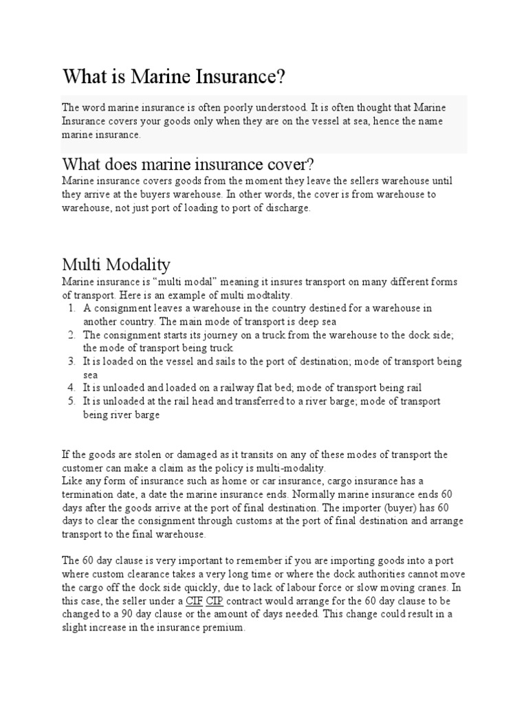 S - What Is Marine Insurance | PDF | Transport | Service Industries