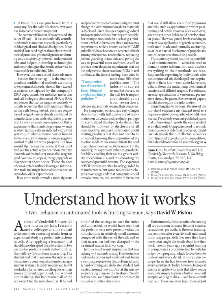 Understand How It Works - Nature | PDF | Dna Sequencing | Experiment