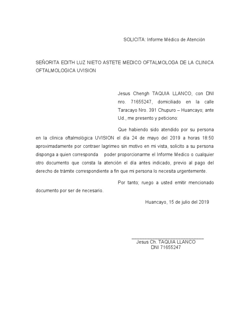 Solicito Informe Medico | PDF