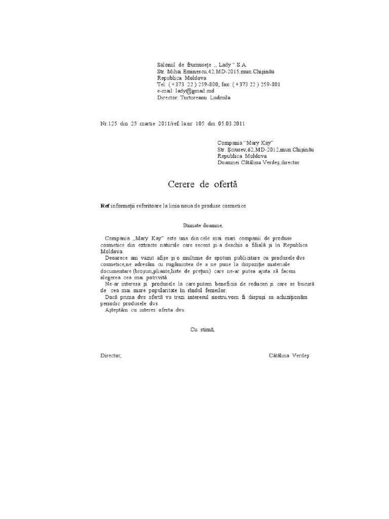 Scrisoare de Oferta | PDF