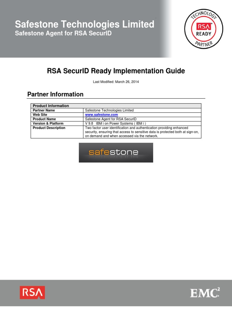 Safestone Technologies Limited: Rsa Securid Ready Implementation Guide ...