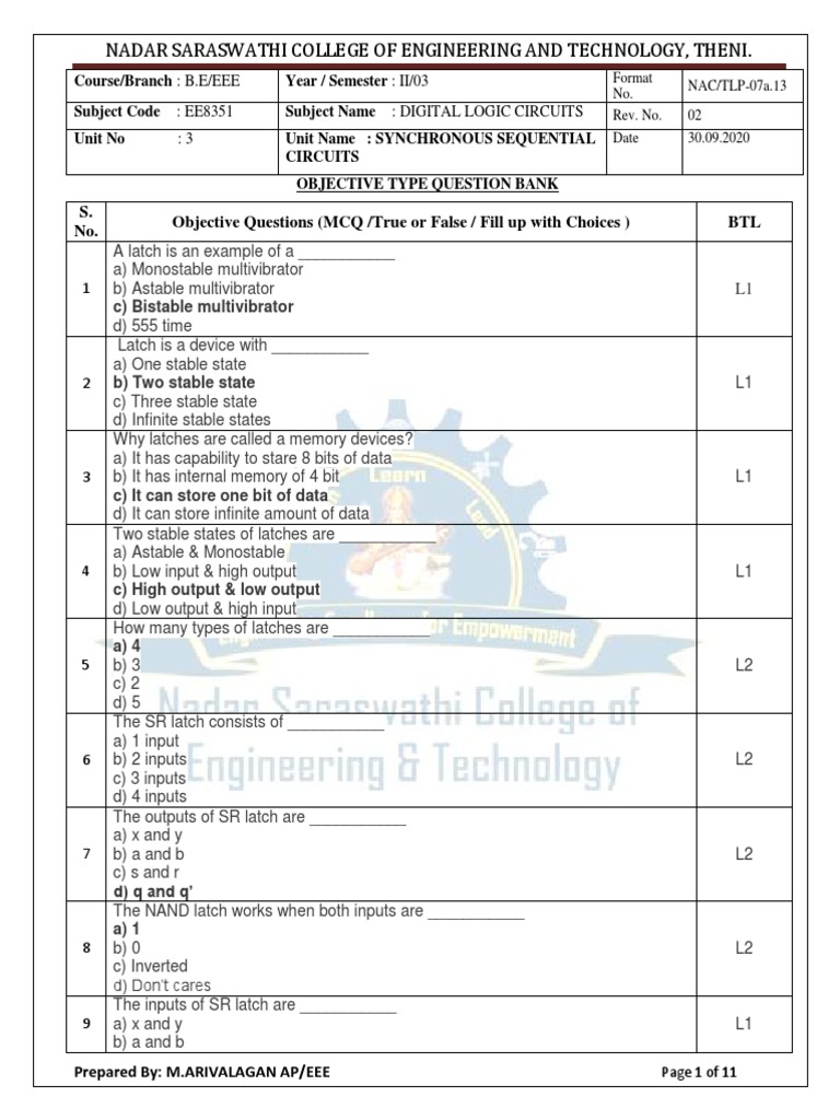 Nadar Saraswathi College of Engineering and Technology, Theni | PDF