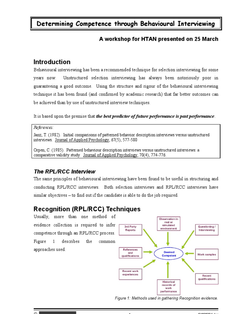 Determining Competence Through Behavioural Interviewing | PDF | Job ...