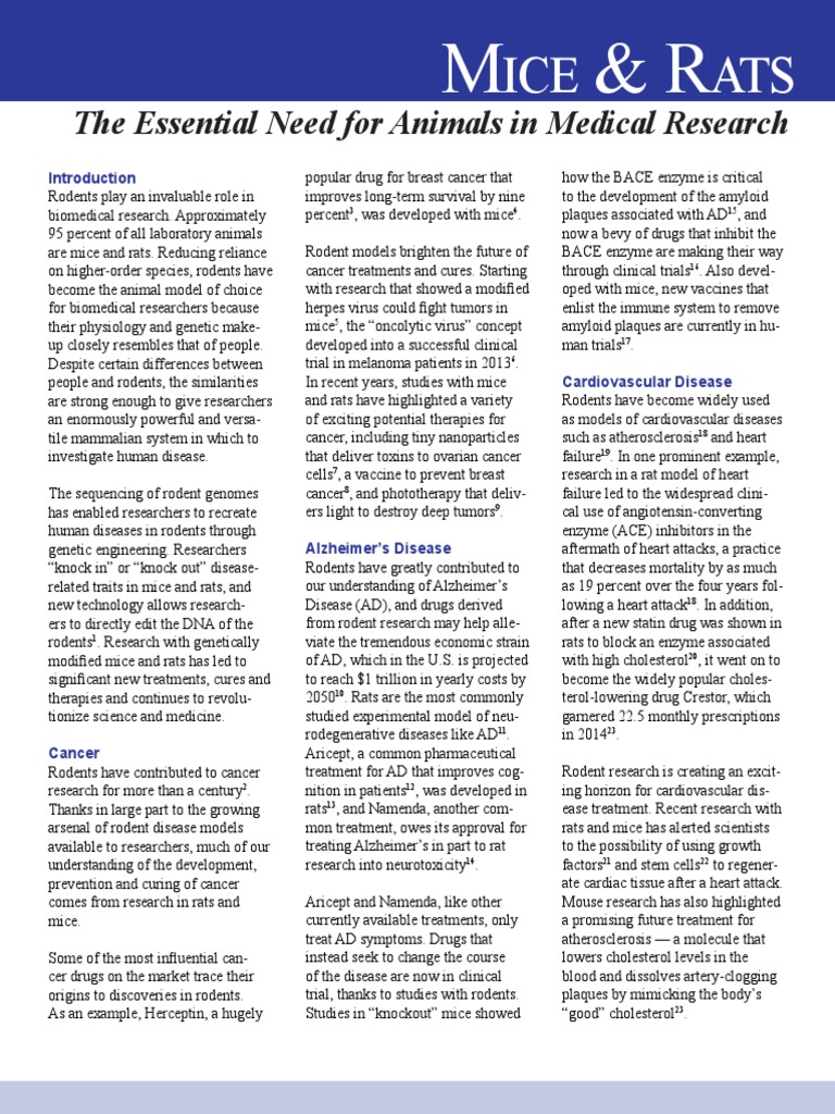Mice Rats in Biomedical Research FBR | PDF | Model Organism | Cancer
