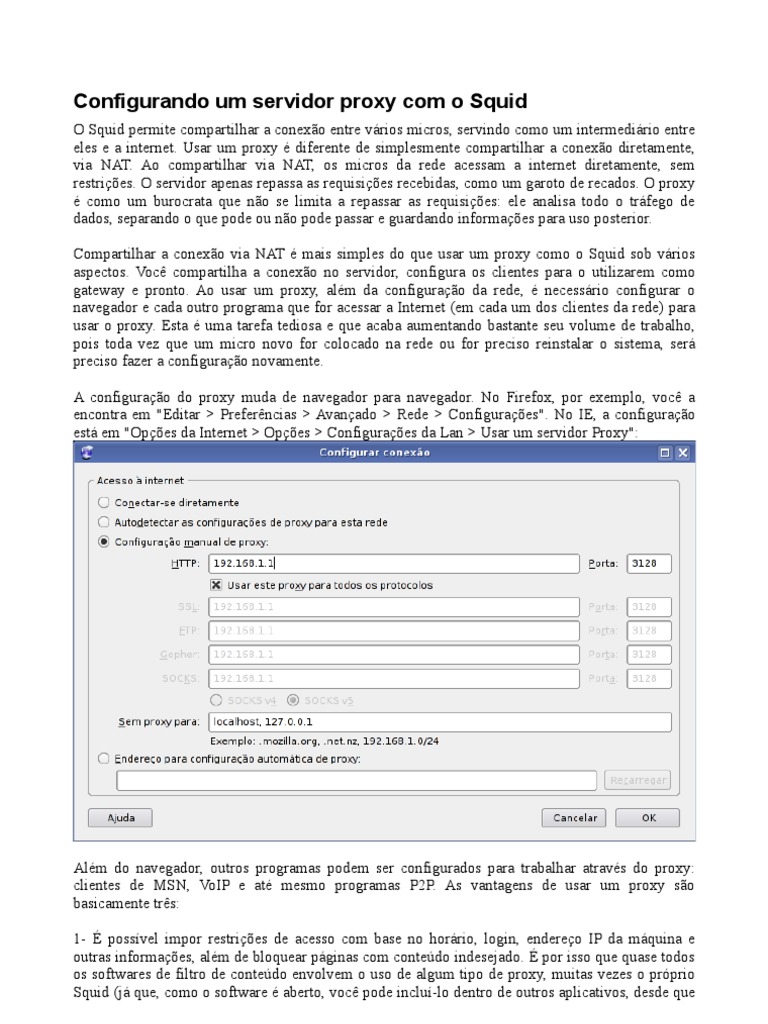 Configurando Um Servidor Proxy Com o Squid | PDF | Servidor Proxy | Cache (informática)