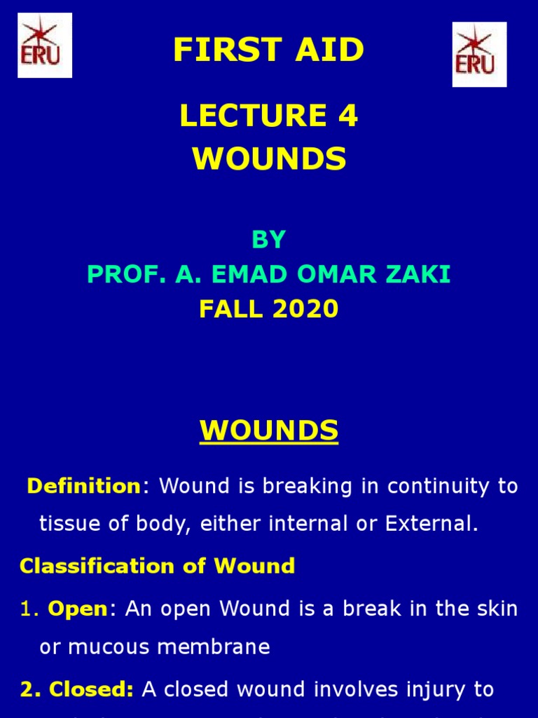 Lecture 4 First Aid WOUNDS | PDF | Shock (Circulatory) | Wound