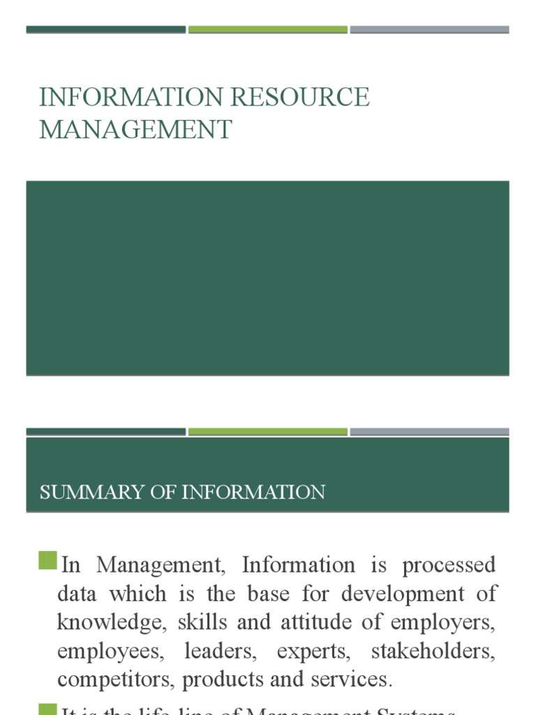 Information Resource Management | PDF | Information Management ...