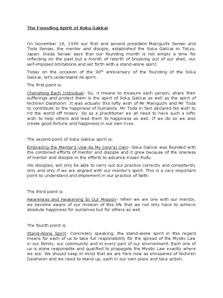 The Founding Spirit of Soka Gakkai - 20nov'20 | PDF | Religion And Belief