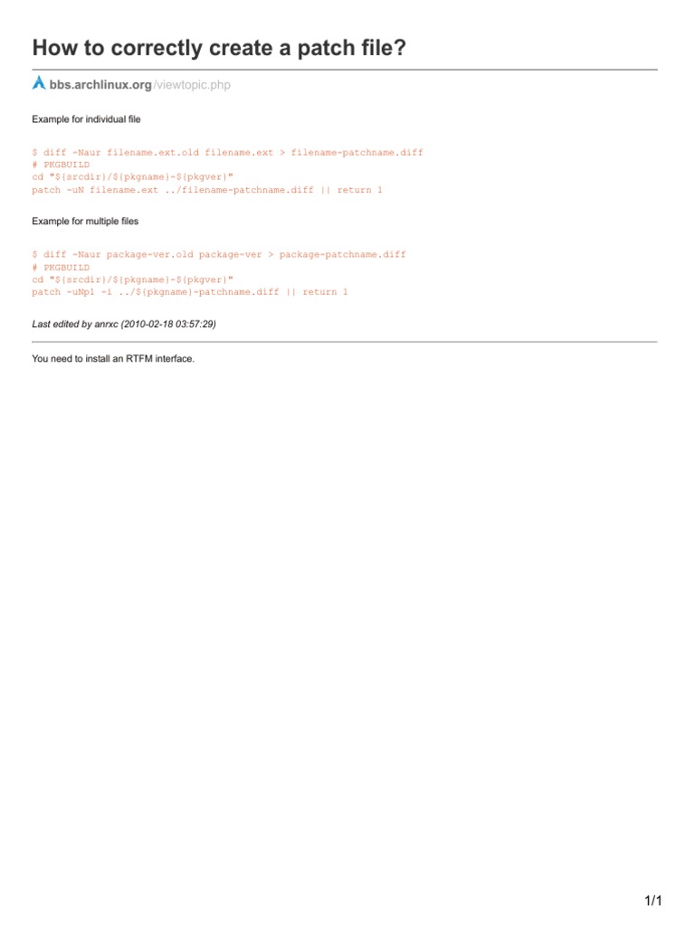 How To Correctly Create A Patch File | PDF