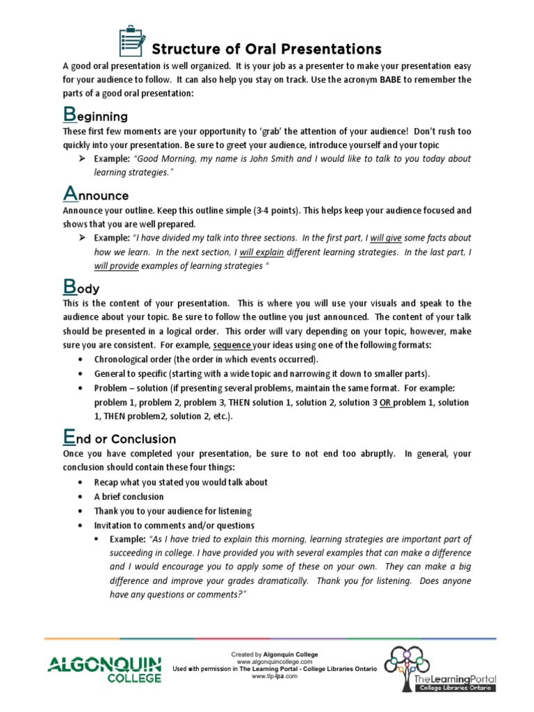 Effective Oral Presentation Structure | PDF | Cognitive Science ...