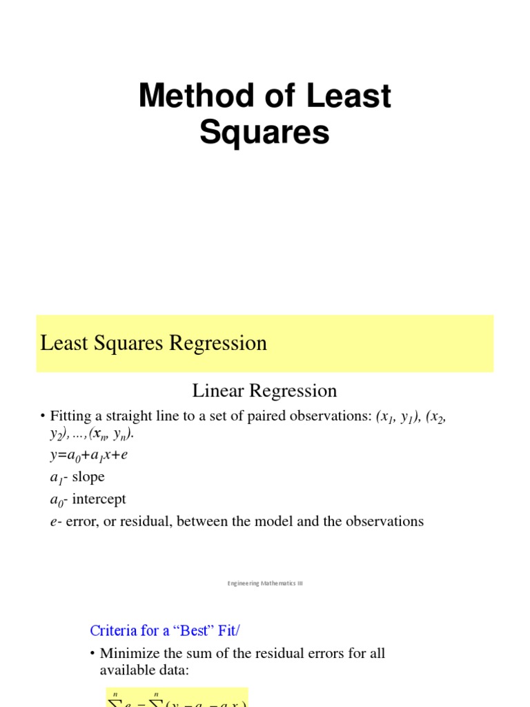 Method of Least Squares | PDF | Least Squares | Errors And Residuals