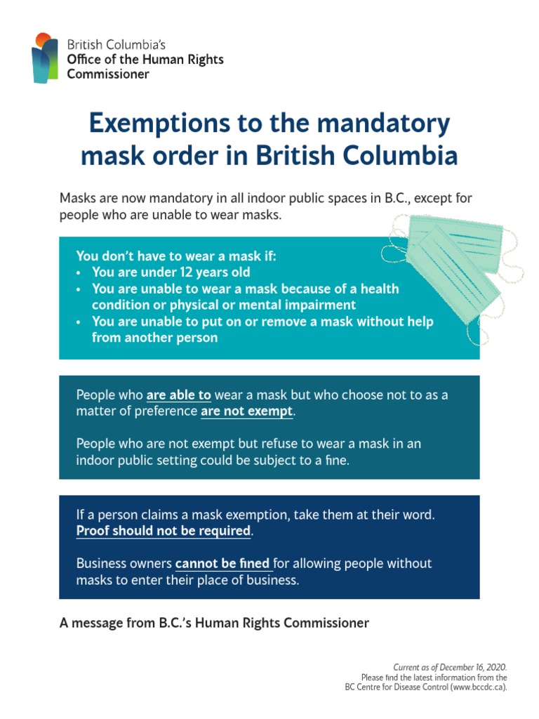 BCOHRC Dec2020 Mask-Exemption-Poster FINAL-1 | PDF