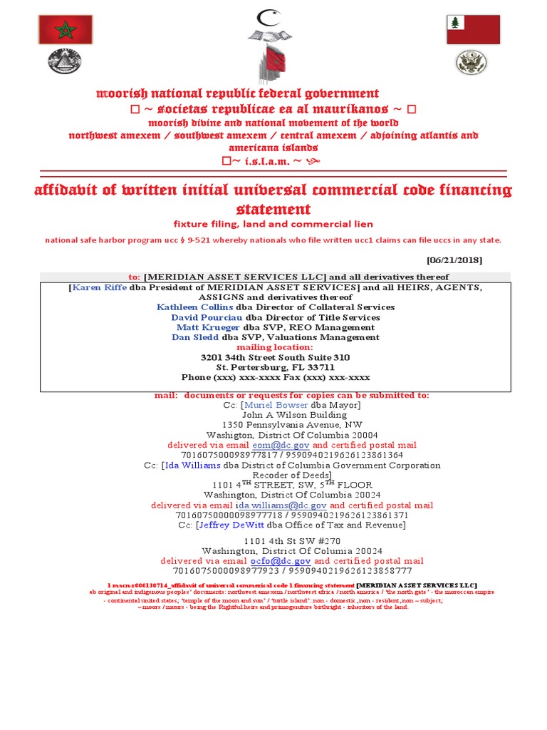 UCC Financing Statement Affidavit | PDF | Security Interest | Debt