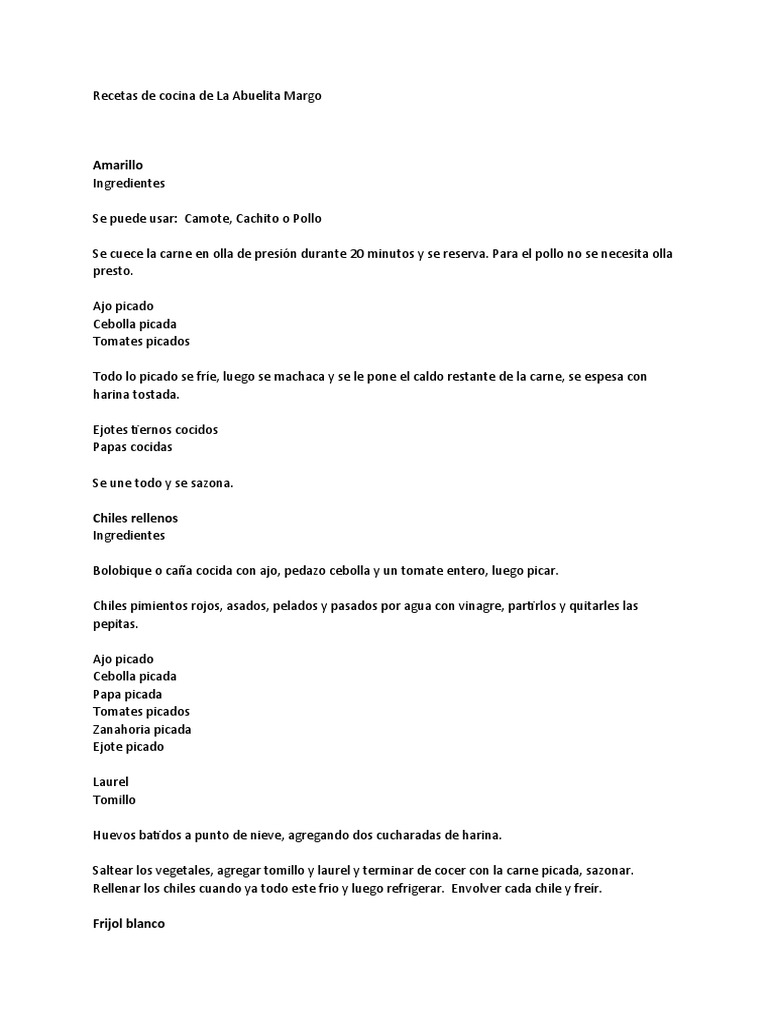 Recetas de La Abuelita Margo. 1 | PDF | Sopa | Caldo
