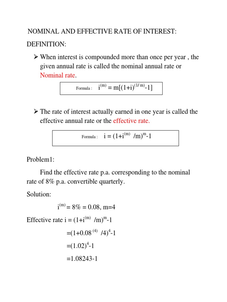 Nominal and Effective Rate of Interest PDF | PDF