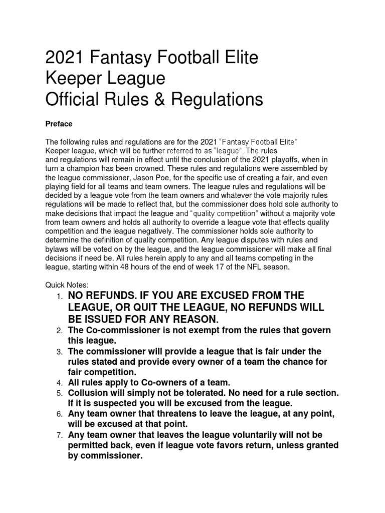 2021 FFE Rule Book | PDF | National Football League | American Football