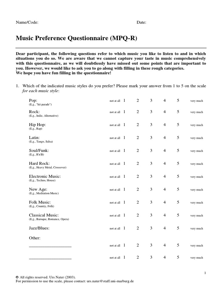 MPQ-R - English Version PDF | PDF | Hip Hop Music | Performing Arts