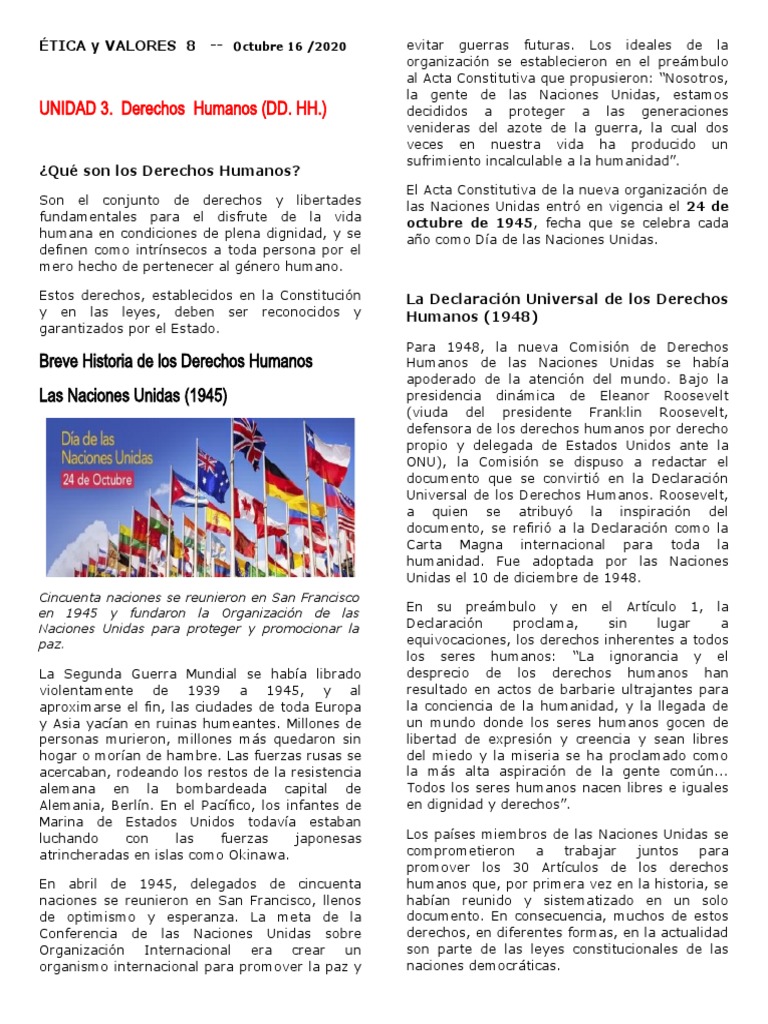 Unidad 3. - Derechos Humanos | PDF | Derechos humanos | Naciones Unidas