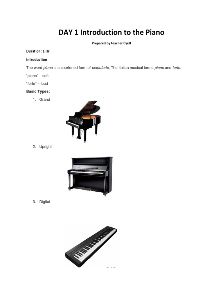 DAY 1 Introduction To The Piano PDF | PDF