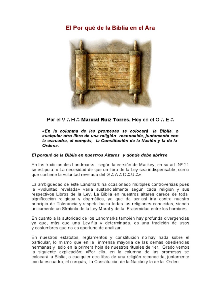 El Por qué de la Biblia en el Ara | PDF | Masonería | Biblia