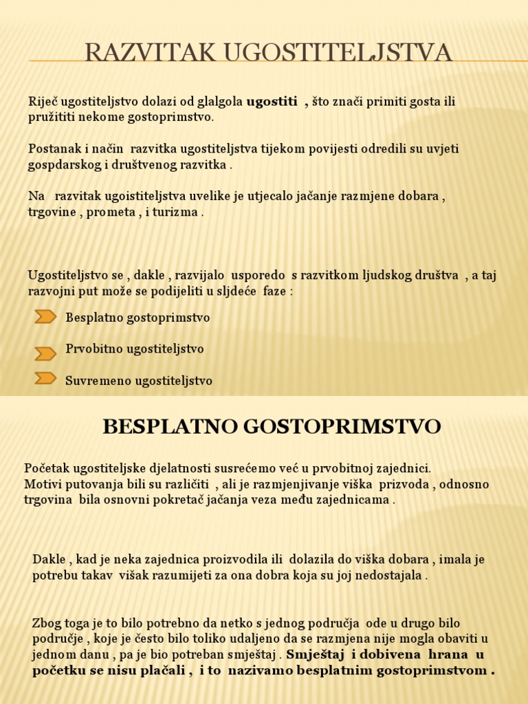 Razvitak Ugostiteljstva | PDF