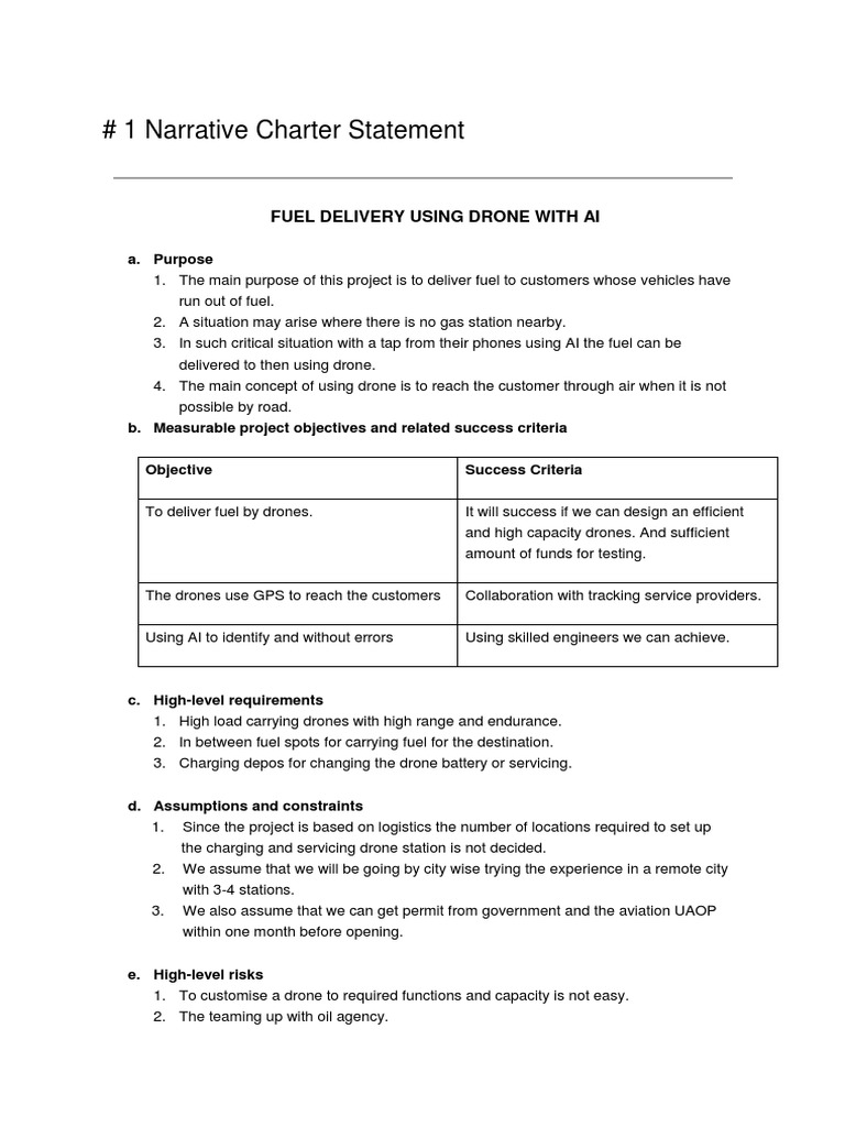 1 Narrative Charter Statement D D | PDF | Unmanned Aerial Vehicle ...