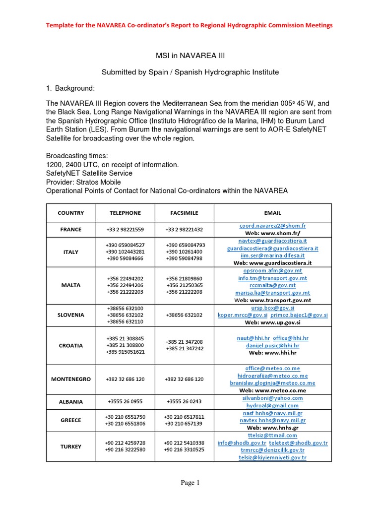 MBSHC20-6.7 Report of NAVAREA III (Spain) | PDF | Navigation ...
