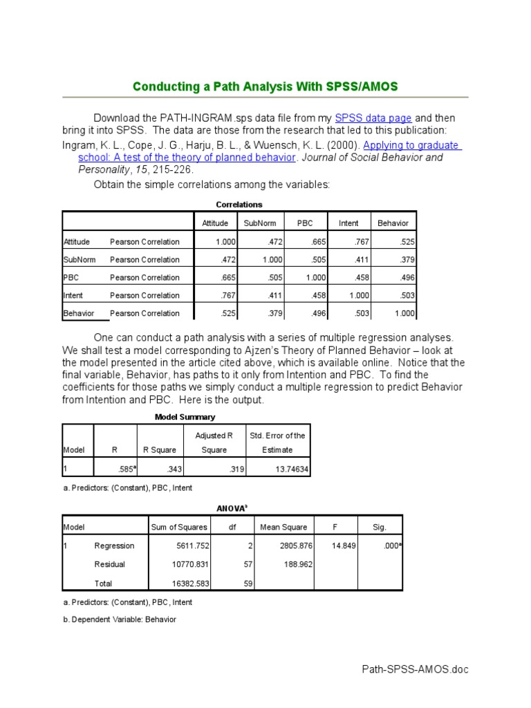 Conducting A Path Analysis With SPSS/AMOS | PDF | Ordinary Least ...
