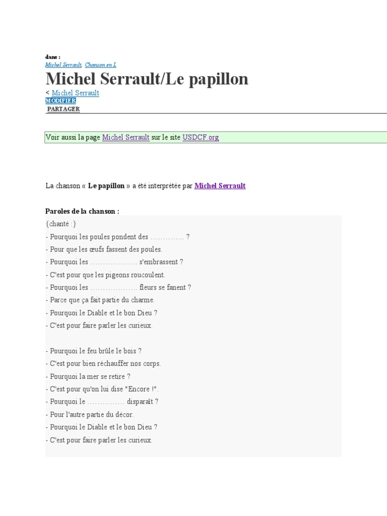 Le Papillon de Michel Serrault | PDF | Arts du langage et discipline