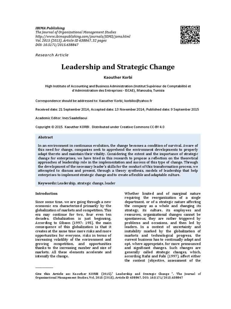 Leadership and Strategic Changes | PDF | Leadership | Strategic Leadership