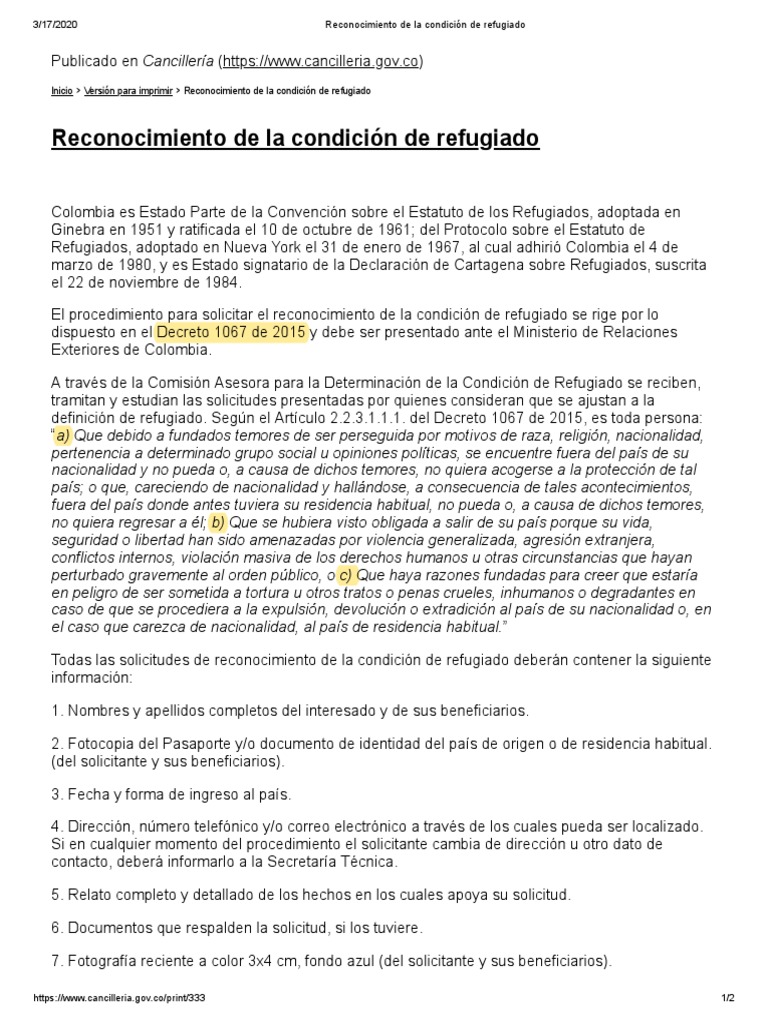 Planilla de Solicitud de Refugio en Perú | PDF | Refugiado ...