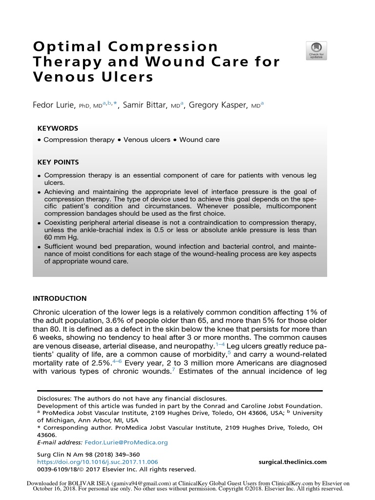 Optimal Compression Therapy and Wound Care For Venous Ulcers | PDF ...