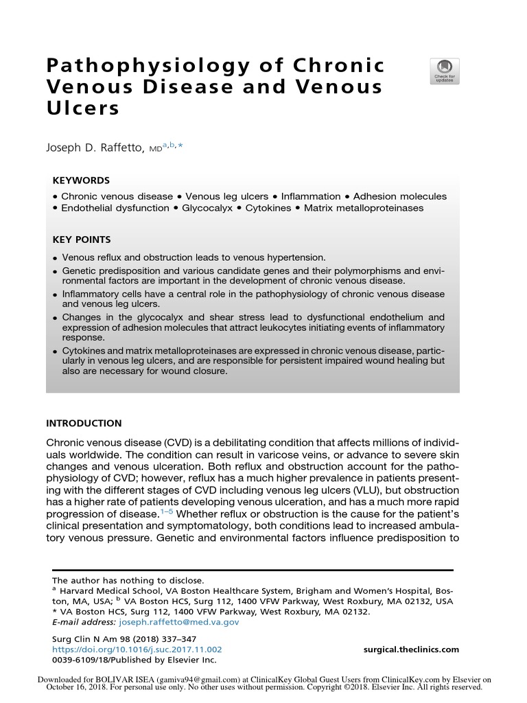 Pathophysiology of Chronic Venous Disease and Venous Ulcers | PDF ...