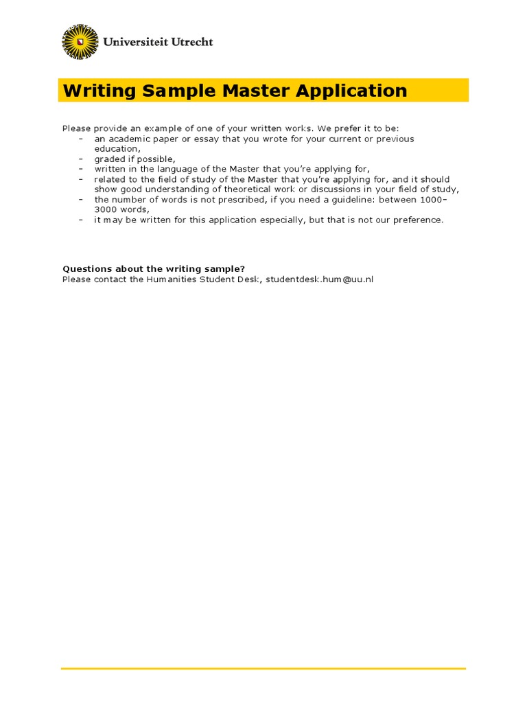 Writing Sample Master Application | PDF | Career & Growth | Language ...
