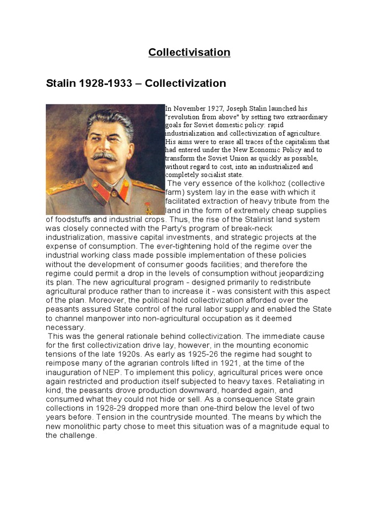 Collectivisation Stalin 1928-1933 - Collectivization | PDF