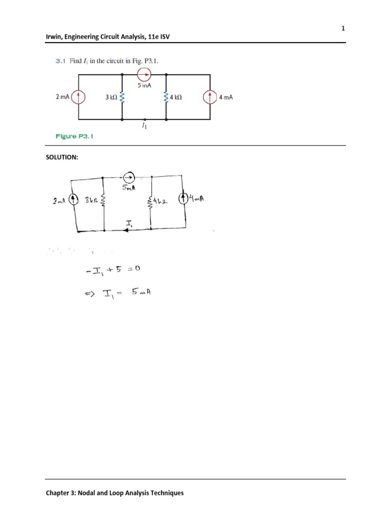 Nodal and Loop Analysis Solutions | PDF | Network Analysis (Electrical ...