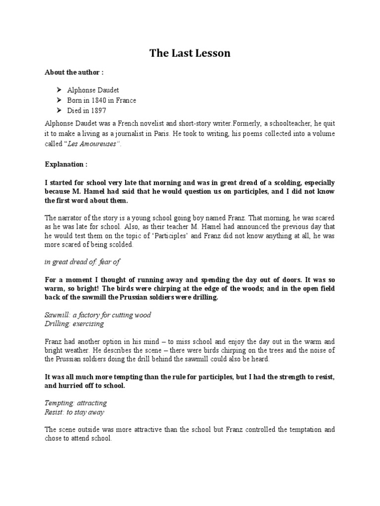 The Last Lesson | PDF